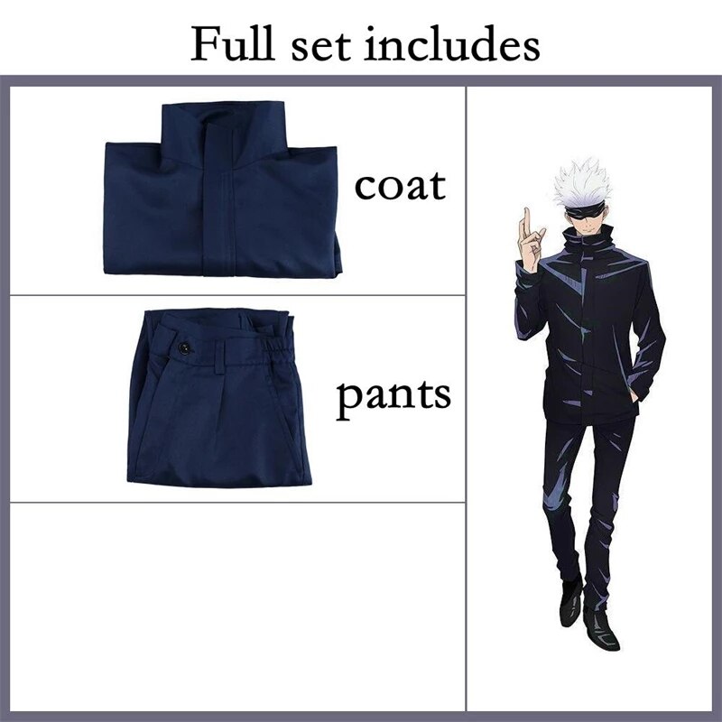 Anime Jujutsu Kaisen Cosplay Costume Gojo Satoru Top Pants Wig School ...