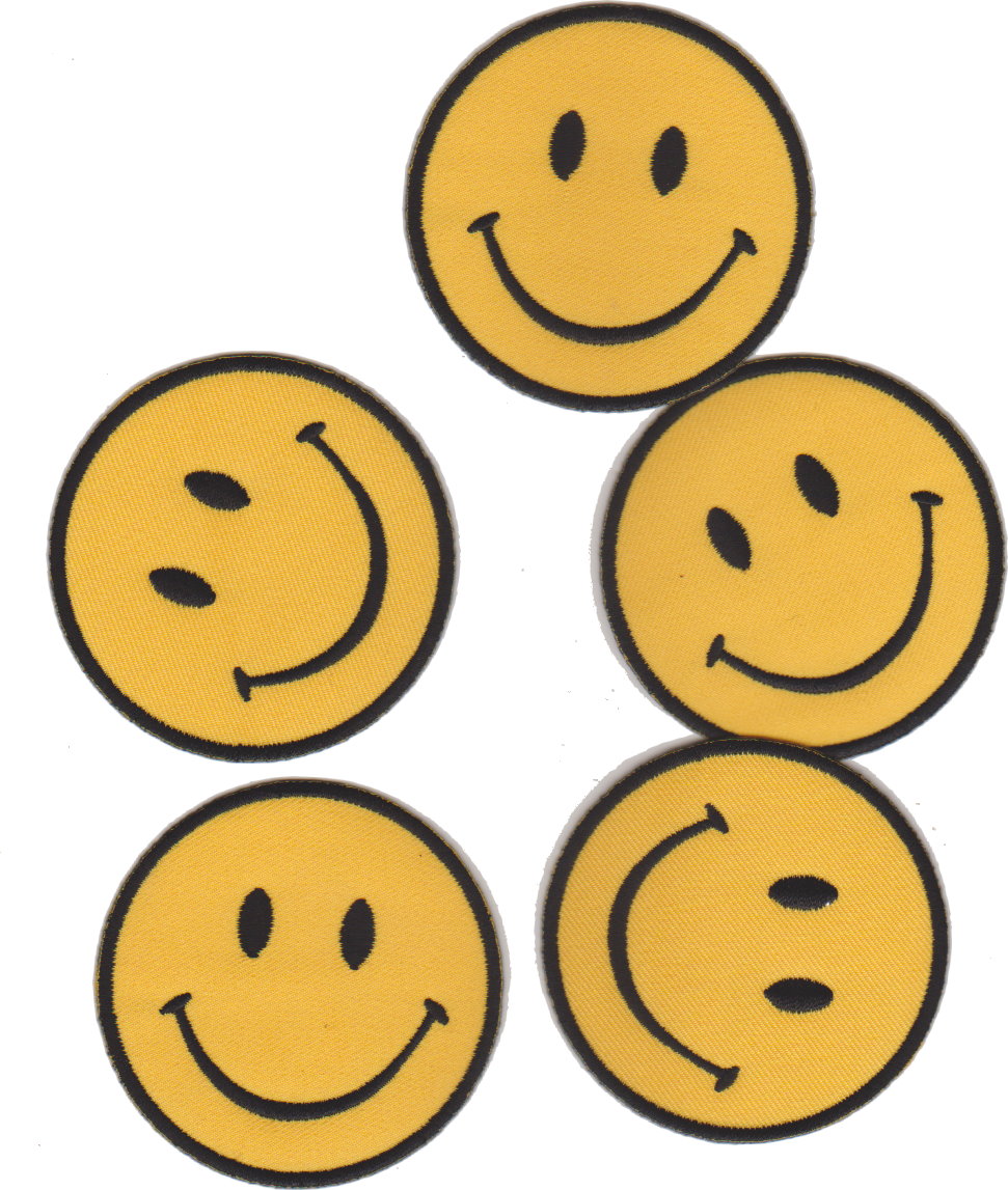 iron on patch Embroidery 5 x Smiley keep smiling 7 cm ใบหน้าที่ยิ้ม ตัว ...