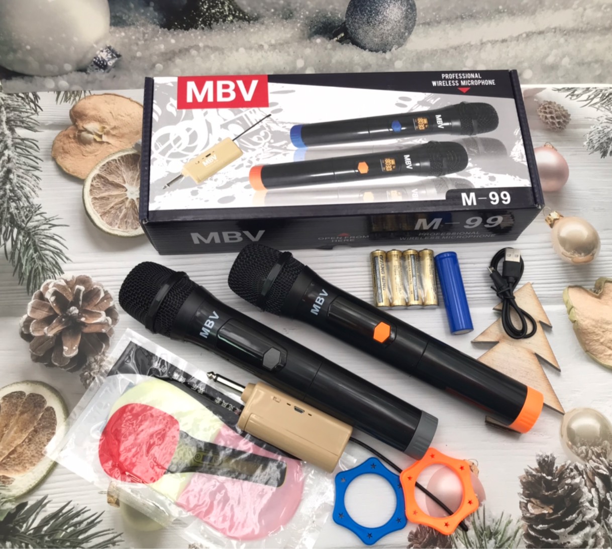 ไมโครโฟน ไร้สาย MBV ไมค์ UHF Wireless Microphone ปรับความถี่ได้ ไมค์ลอยไร้สาย ไมค์คู่แบบมือถือ ...