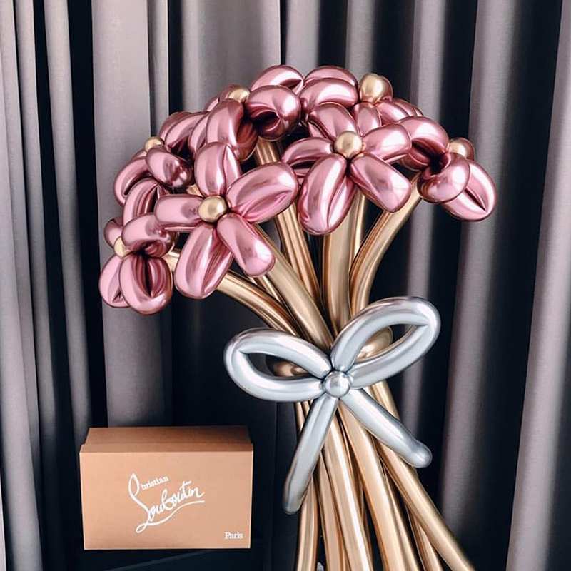 100pcs Magic Long Balloons Metallic Long Strip Balloon Shiny Chrome ...