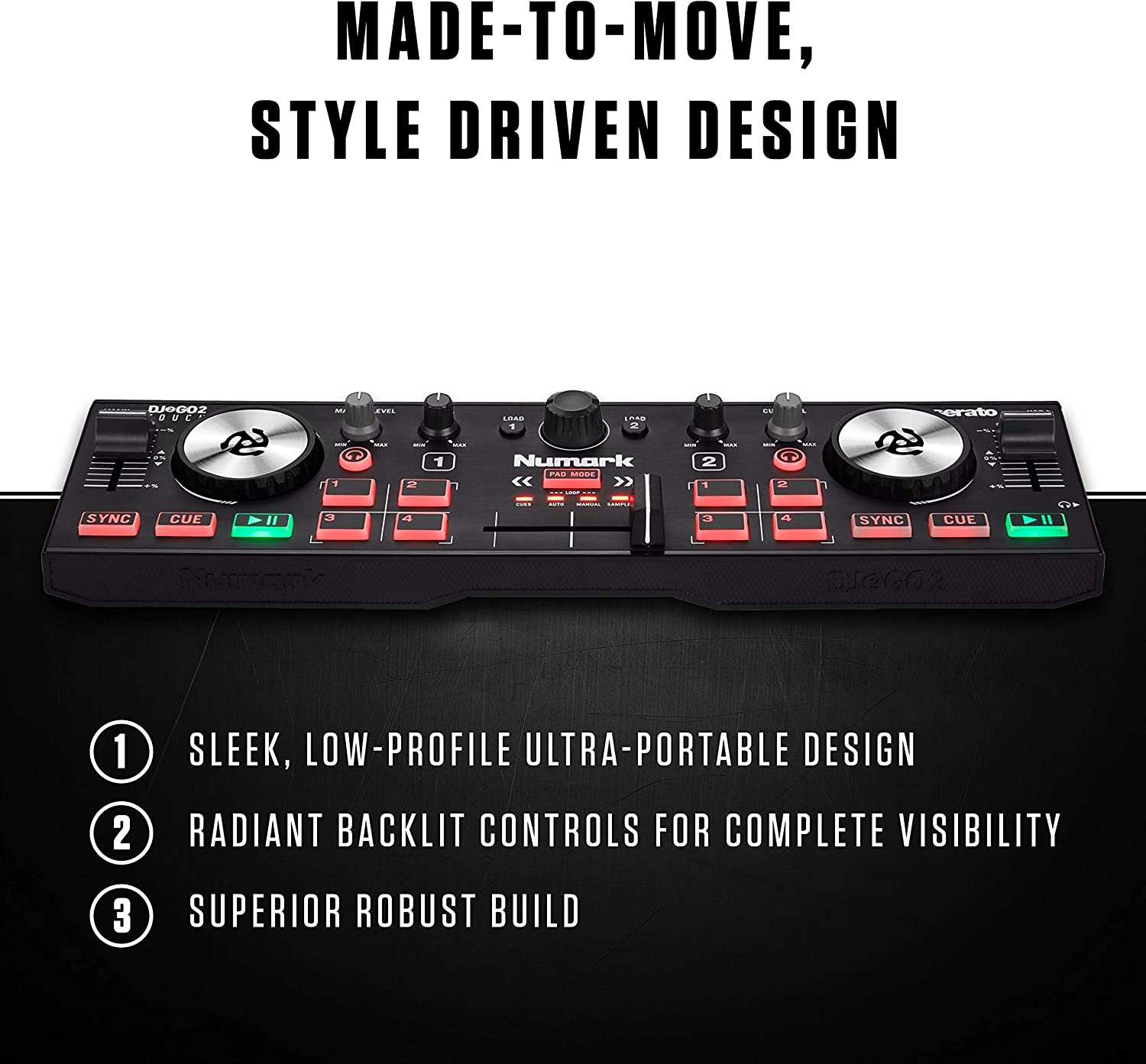 Numark DJ2GO2 Touch Pocket DJ Controller with Capacitive Touch Jog ...