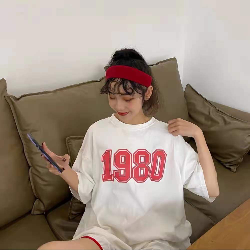 🐰 ชุดเซ็ท เสื้อยืดคอกลมแขนสั้น+กาฃเกงขาสั้นน่ารักมาก ชุดสีแดง ( DX-9474 ...