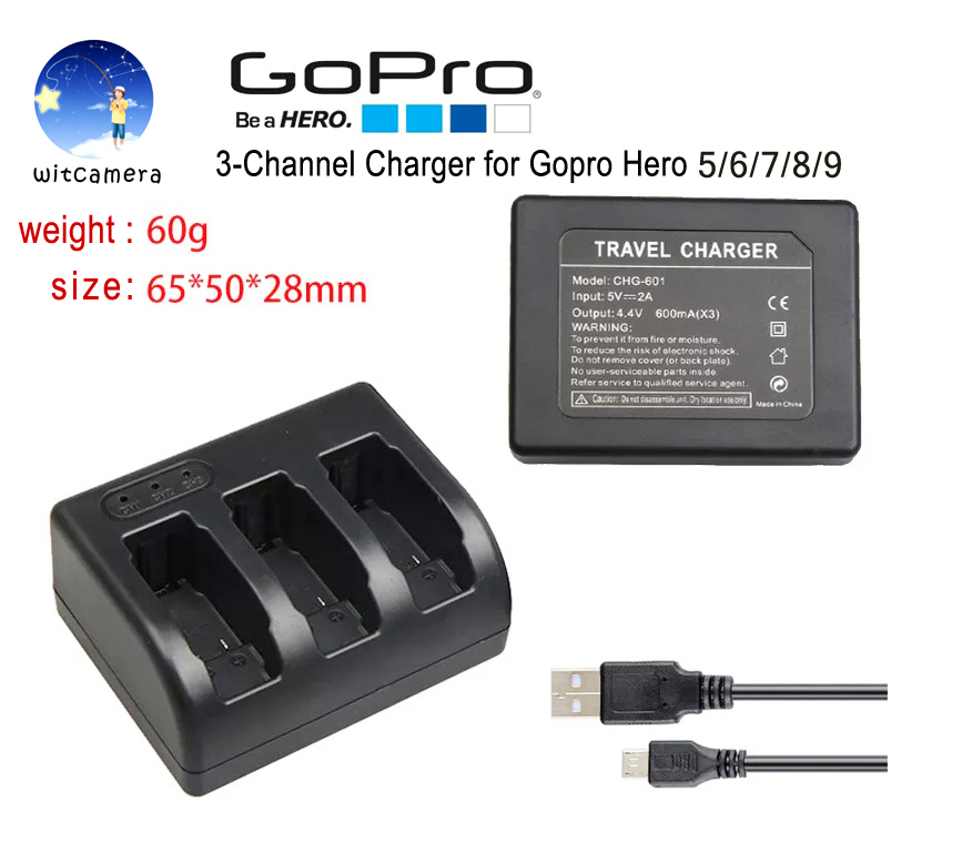 3-Channel Charger for GoPro Hero 5 / Hero 6 / Hero 7 / Hero 8 ช่องชาร์จ ...