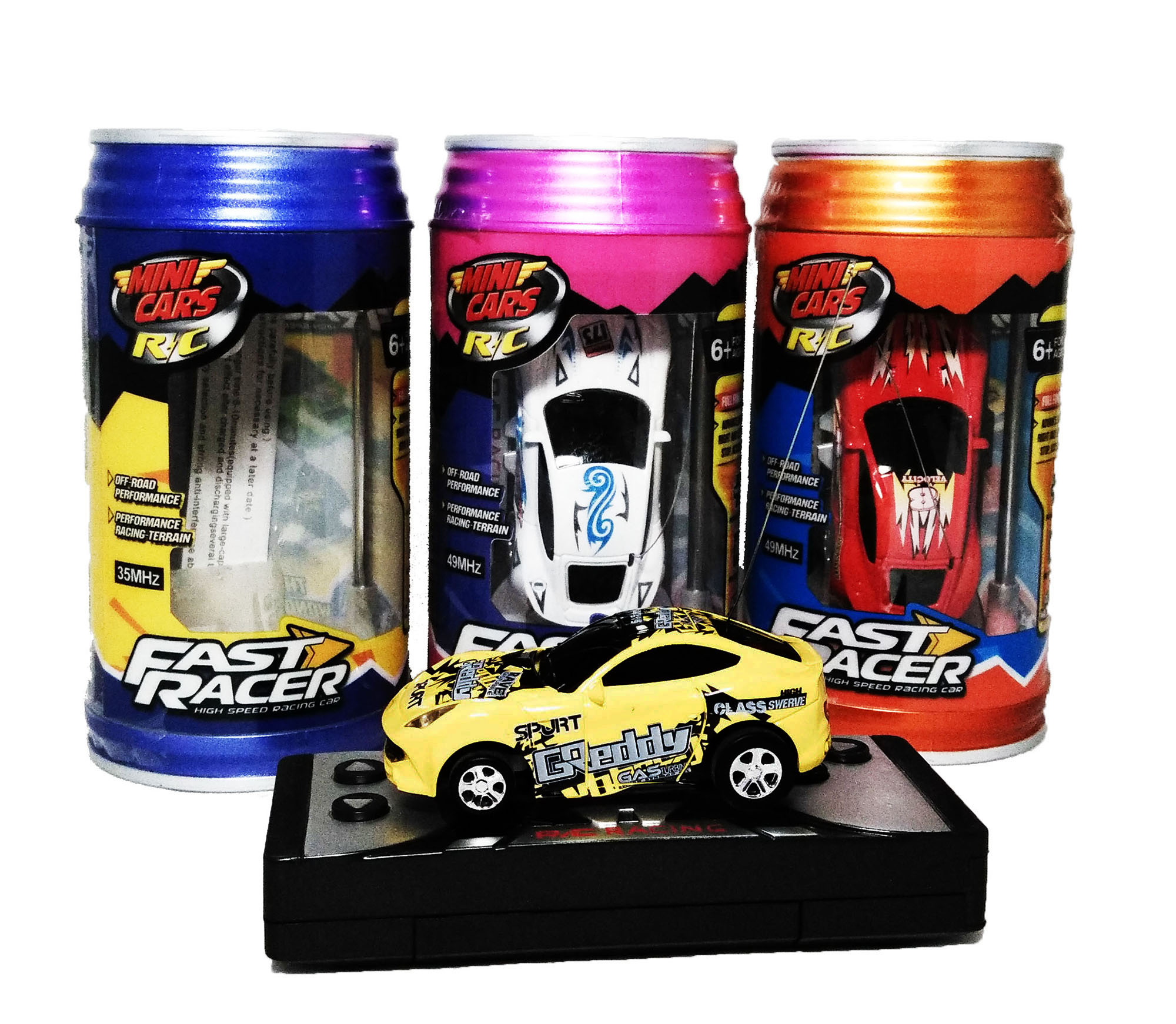 รถกระป๋อง มินิคาร์บังคับวิทยุ มีไฟหน้าไฟท้าย สีเหลือง Fast Racer Mini ...