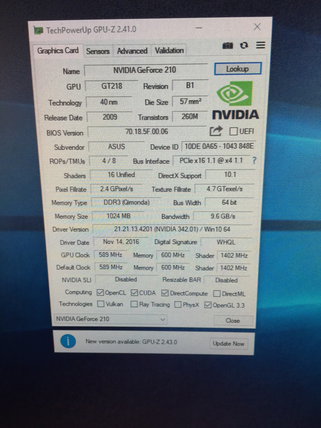 การ์ดจอ ASUS Nvidia GeForce GT210 1GB DDR3 64Bit สวยๆพร้อมใช้ ใช้งานได้ ...