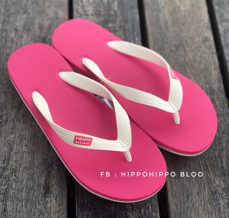 ชมพู หูครีม Pink Cream Hippobloo shoe รองเท้าแตะฮิปโป 36-37-38-39-40 - ็ฮิปโปบลู - ThaiPick