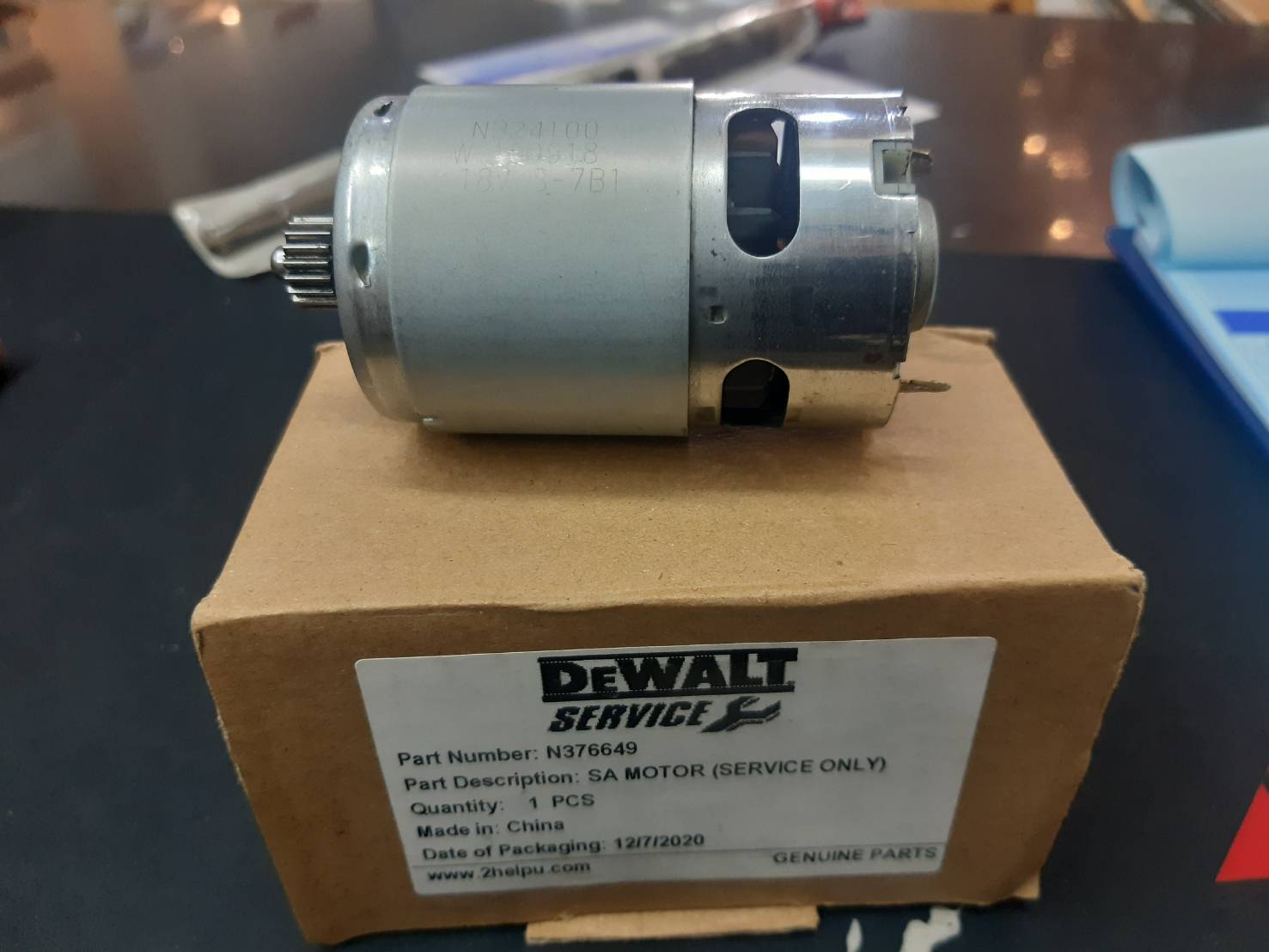 DeWALT motor with pinion อะไหล่ มอเตอร์ DC 18 v.(พร้อมเฟืองขับ) part no ...