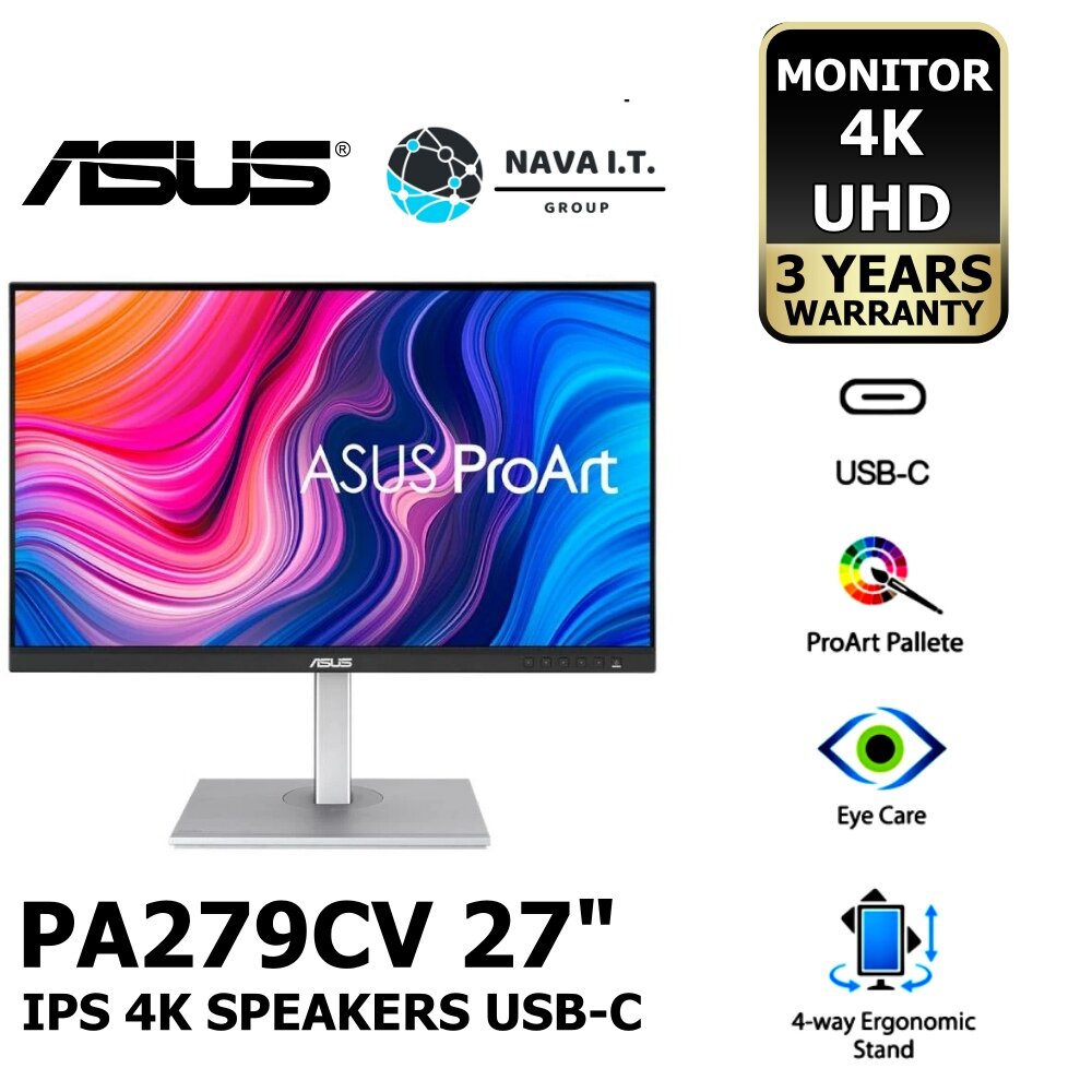 ASUS PA279CV 27" MONITOR PROART IPS 4K SPEAKERS USB-C รับประกันศูนย์ไทย ...