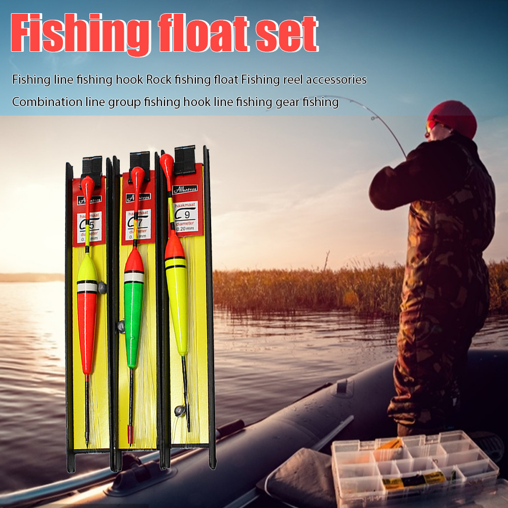 3pcs Fishing Bobber Line Kits Fishhook Foam Buoy Rock Fishing Floats ...