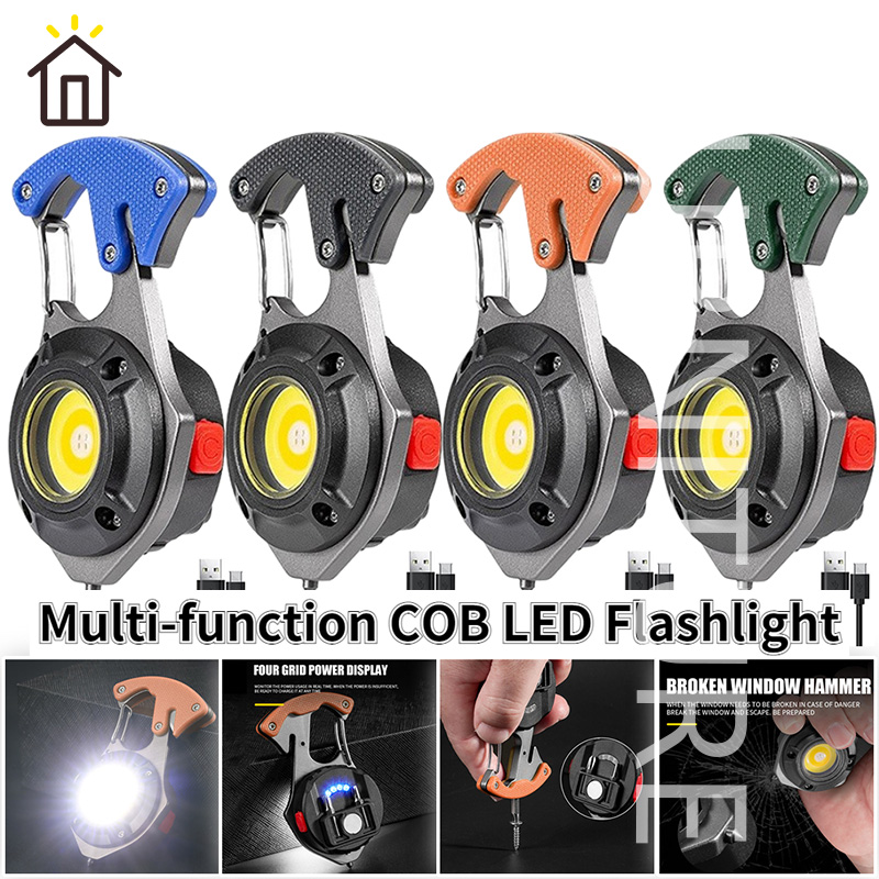⚡FT⚡Mini LED Flashlight Work Light rechargeable Glare COB Keychain Light Portable Flashlight ...