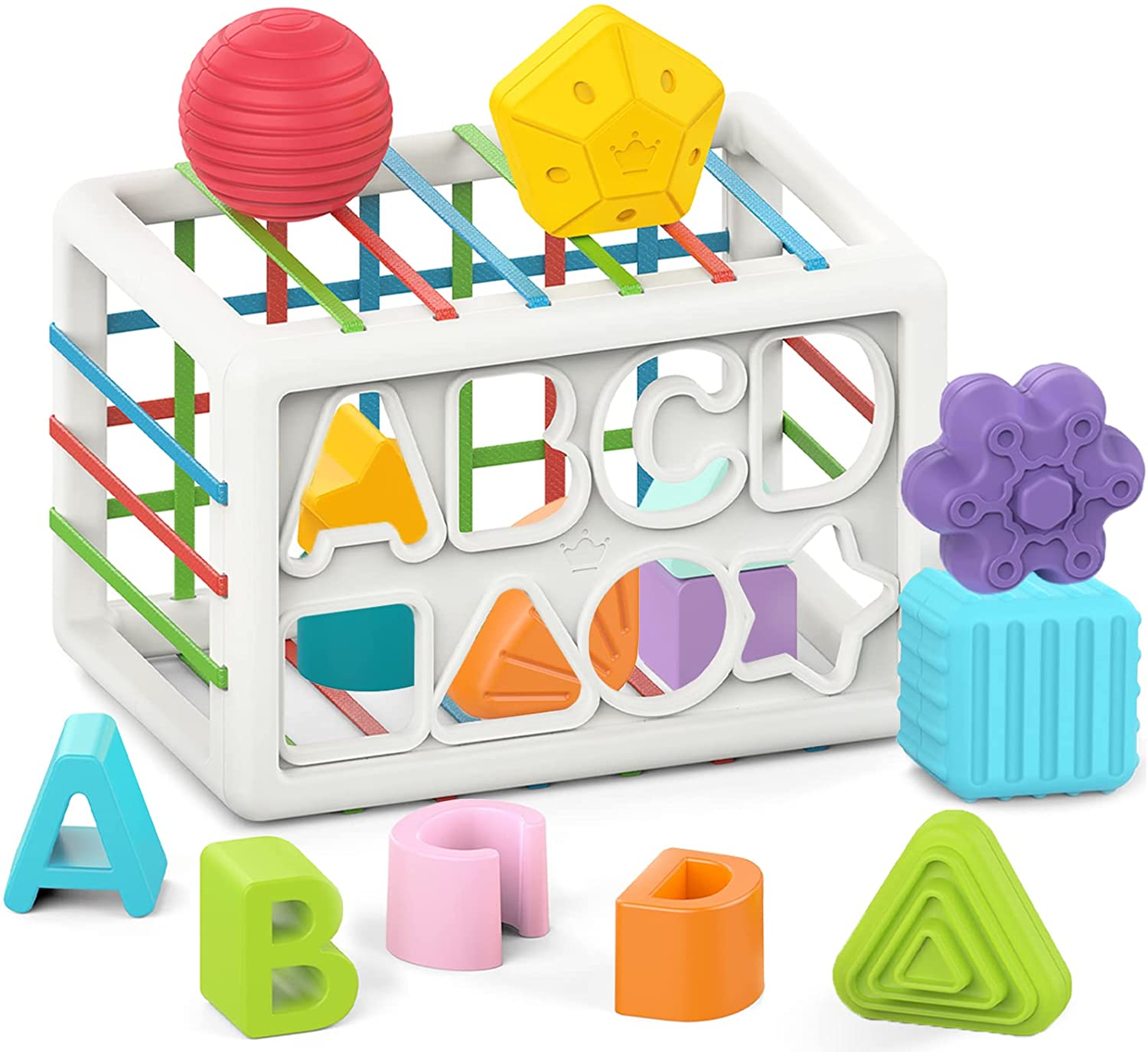 Baby Shape Blocks Sorting Toys Motor Skills Toys Sensory Cube Sorter ...