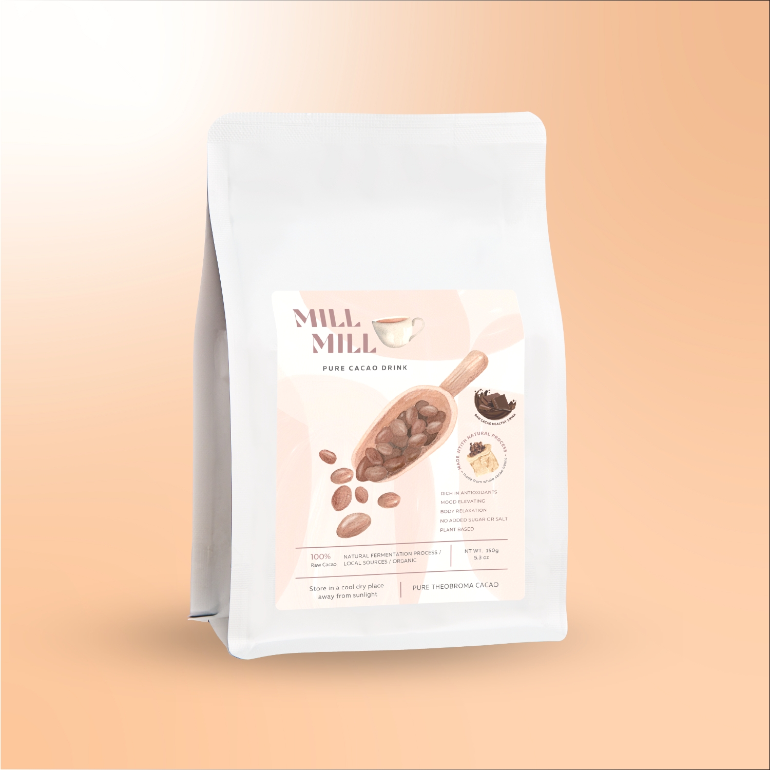 Mill Mill Pure Cacao โกโก้ บาร์ ชงดื่ม โกโก้บริสุทธิ์ เพื่อสุขภาพ Mill Mill Pure Cacao drink ...