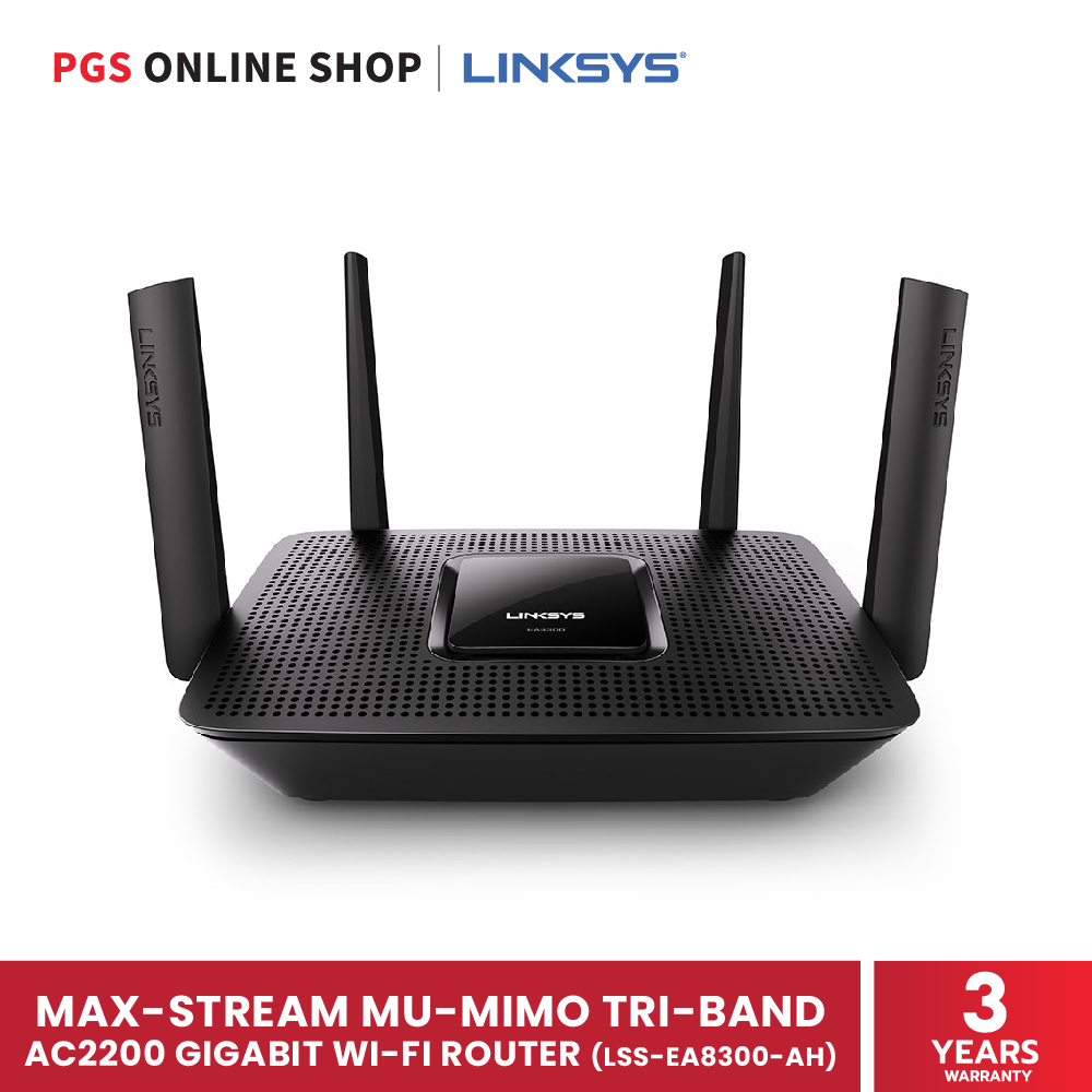 LINKSYS EA8300-AH MAX-STREAM MU-MIMO TRI-BAND AC2200 GIGABIT WI-FI ...