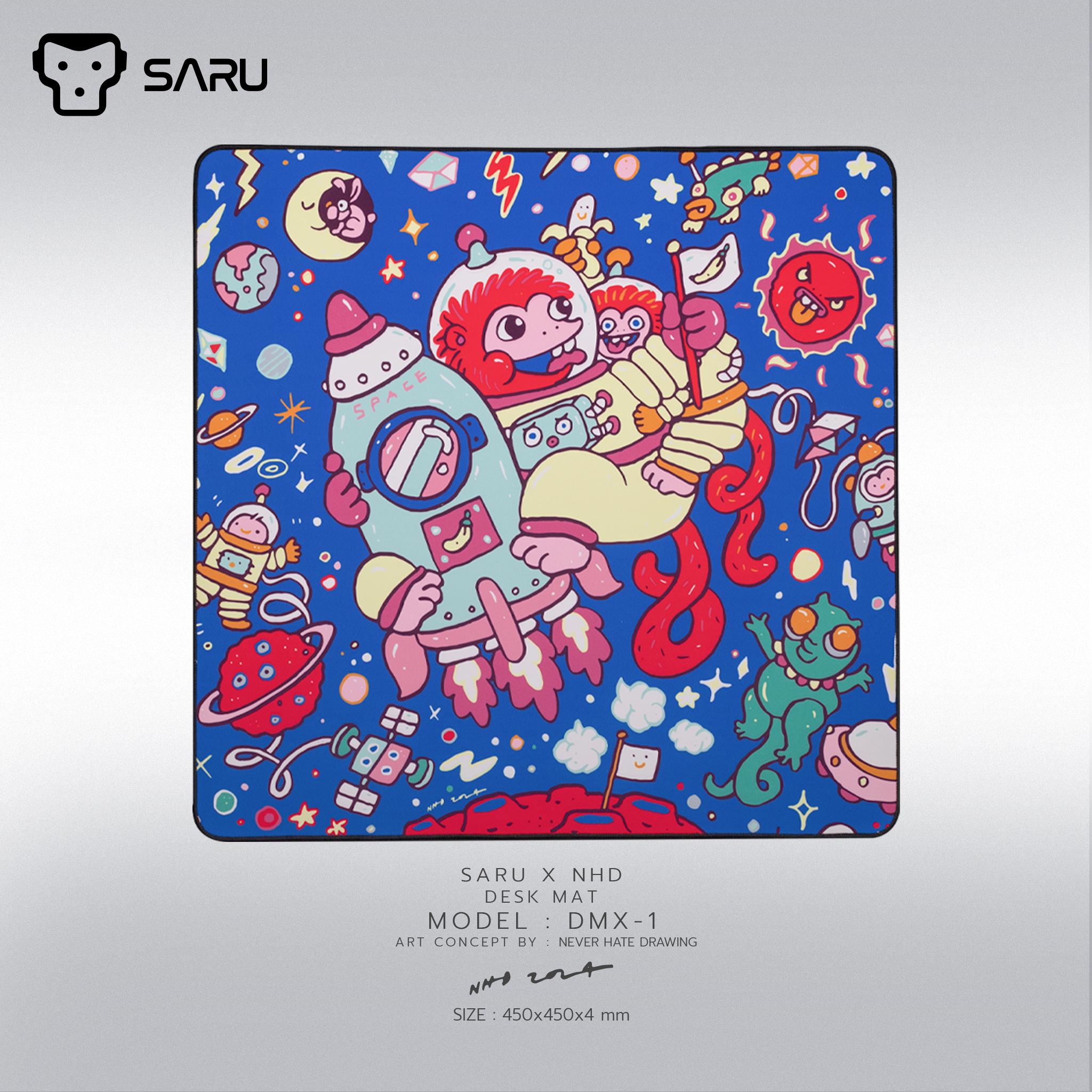 SARU แผ่นรองเมาส์ ขนาด 45x45 ซม. SARU DMX1 x NHD ( Never Hate Drawing ...