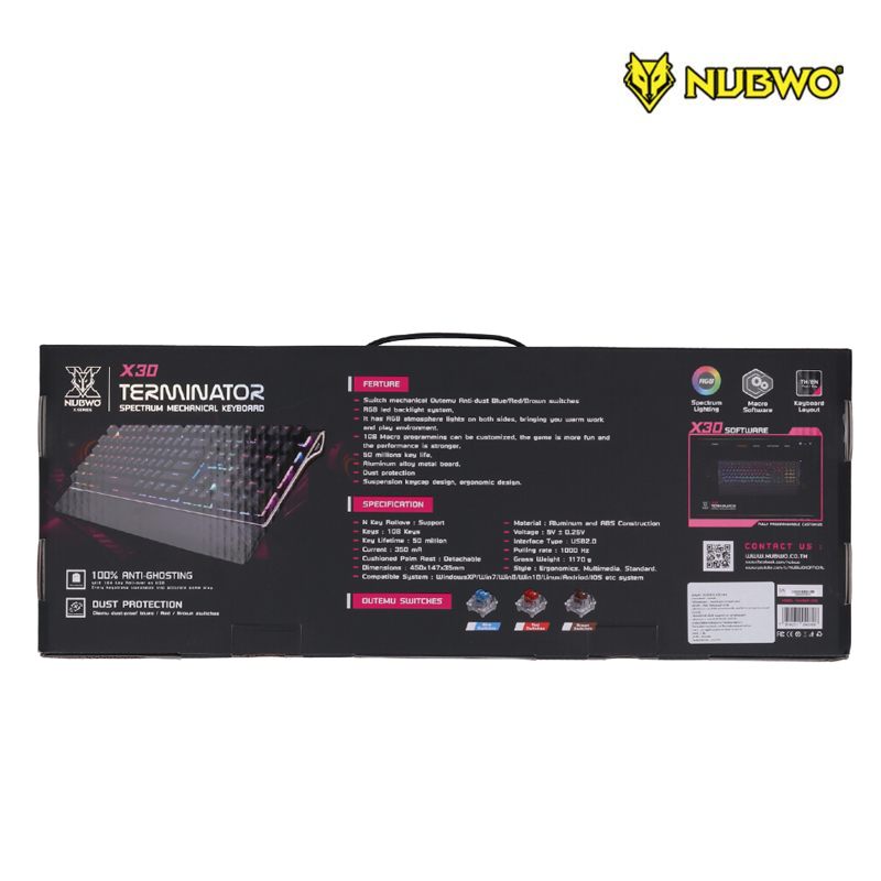 รับเงินคืนสูงสุด 300.-Nubwo Gaming Keyboard รุ่น X30 TERMINATOR - MixASale