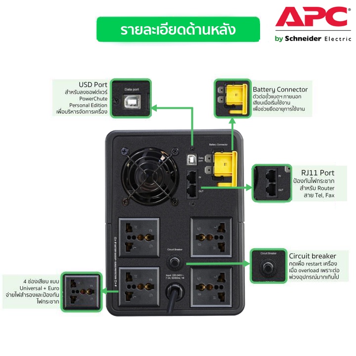 APC Back UPS BX2200MI-MS (2200VA/1200WATT) AVR, 4 Universal Outlets ...