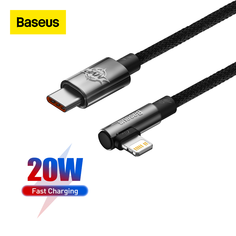 Baseus PD20W Fast Charging Cable for iPhone 13 12 11 Pro Max 90 degree ...
