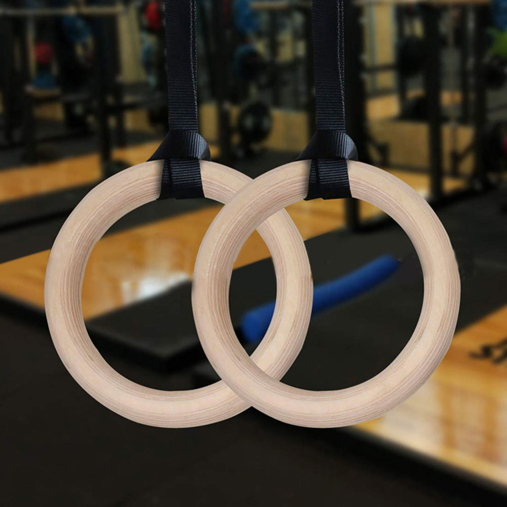ยิมนาสติกแหวนโ Home Gym Rings Birch Wood Gymnastic Rings Exercise ...