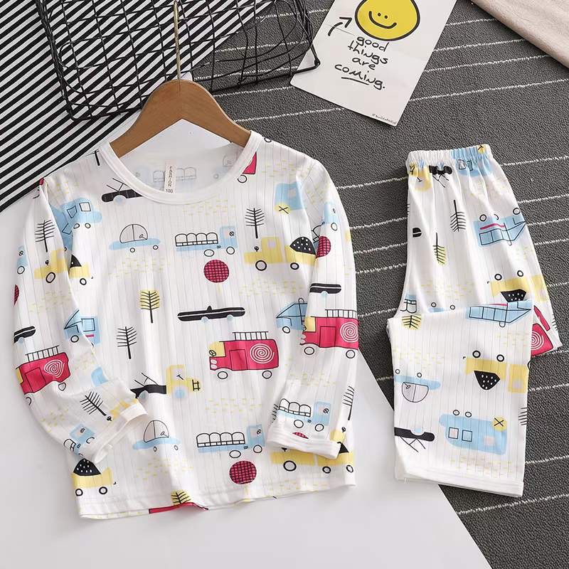 222 (พร้อมส่งจากไทย)ชุดนอนเด็กผ้าร่อง ลายน่ารัก ใส่สบาย - naekid - ThaiPick