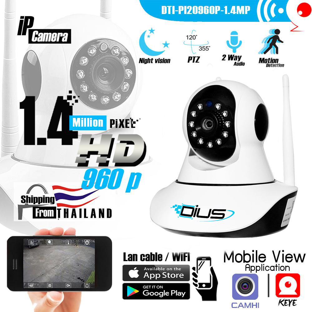 กล้องวงจรปิด HD 960P Wifi 2.4GHz IP Camera Support 128GB SD Card App ...