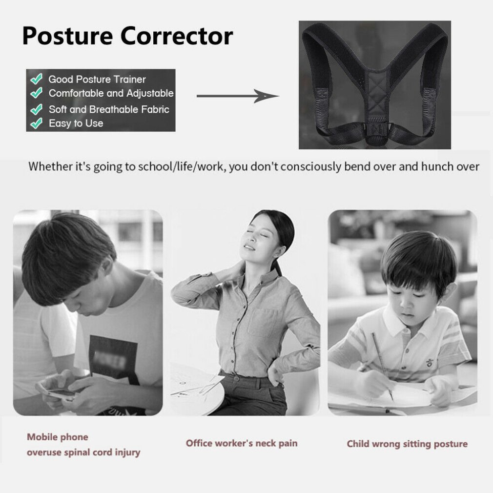 Back Posture Corrector Belt Adjustable Clavicle Spine Back Shoulder ...