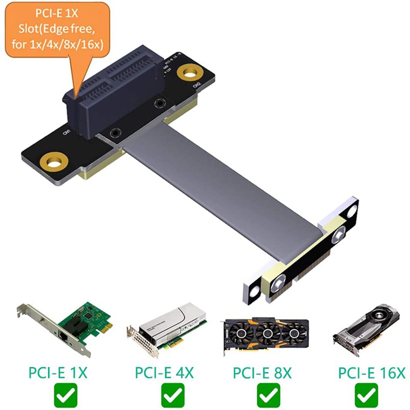 PCIE X1 Riser Cable Dual 90 Degree Right Angle PCIe 3.0 X1 to X1 ...