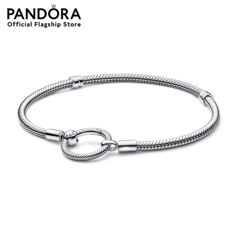 Snake chain sterling silver bracelet and Pandora O clasp - PANDORA ...