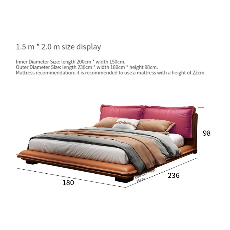 HOMIE LIFE Leather bed Frame เตียงนอน 6 ฟุต 5 ฟุต เตียงติดพื้น หัวเตียง ...