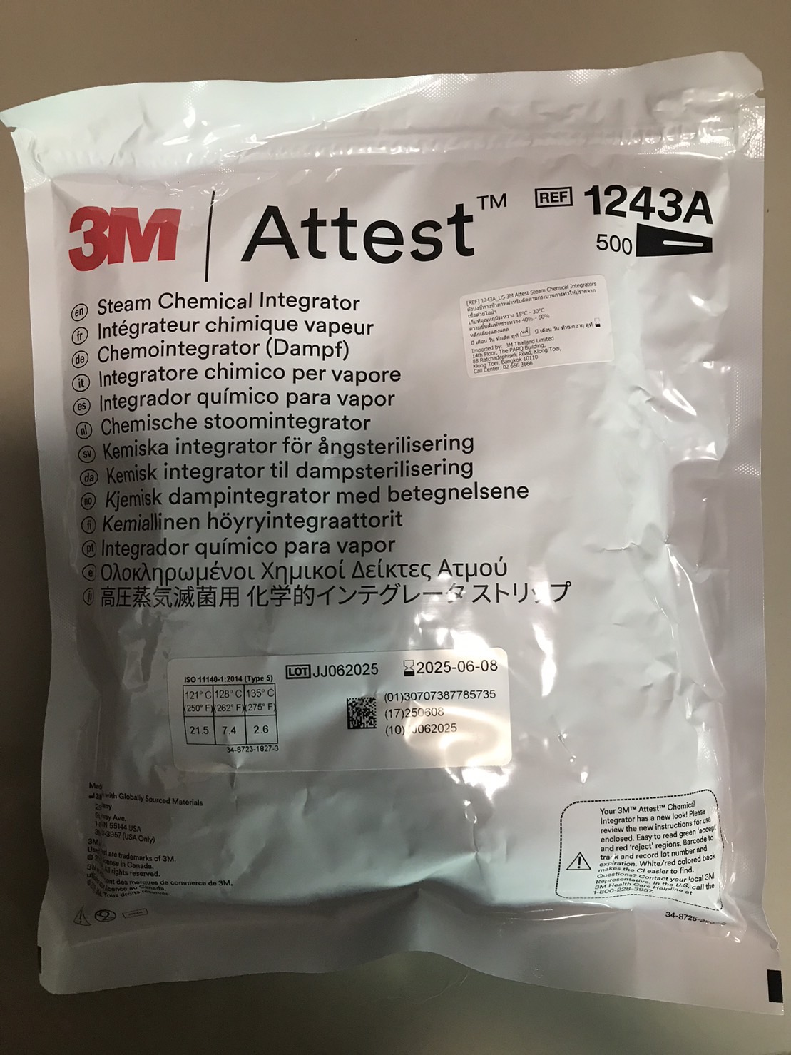 3M Attest Steam Chemical Integrators 1243A แผ่นตรวจสอบการปราศจากเชื้อ ...