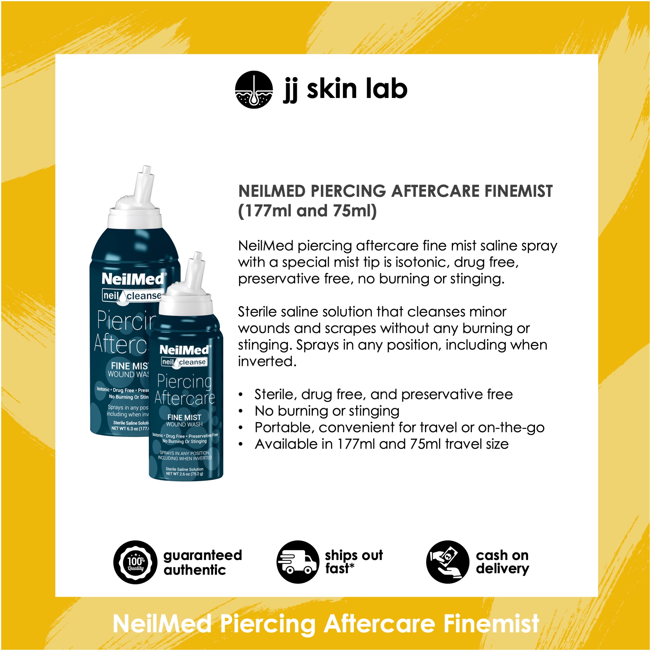 JJ Skin Lab - NeilMed Piercing Aftercare Fine Mist Saline Cleanser ...