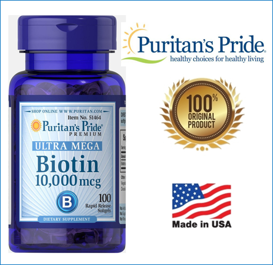 Puritan's Pride Biotin For Skin 100 Tablets ส่งเสริมผิวพรรณ ผม และเล็บ ...