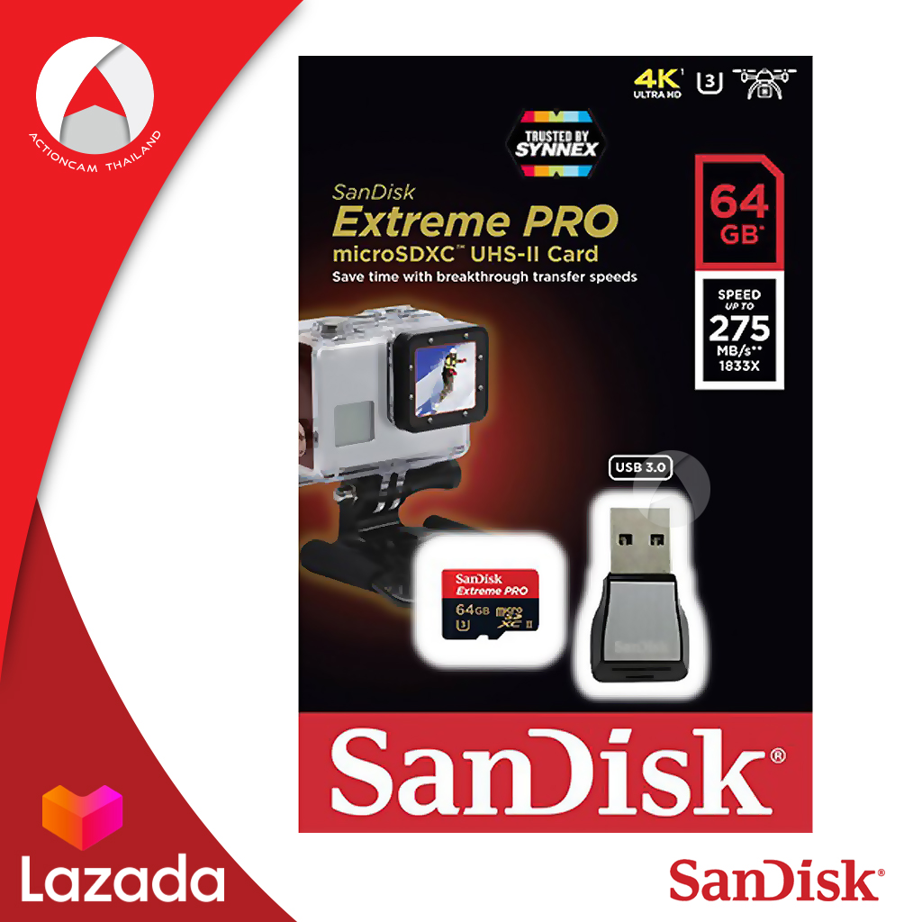 SanDisk Extreme PRO 64GB microSDXC Card UHS-II Speed 275MB/s (SDSQXPJ_064G_GN6M3) Memmory ...
