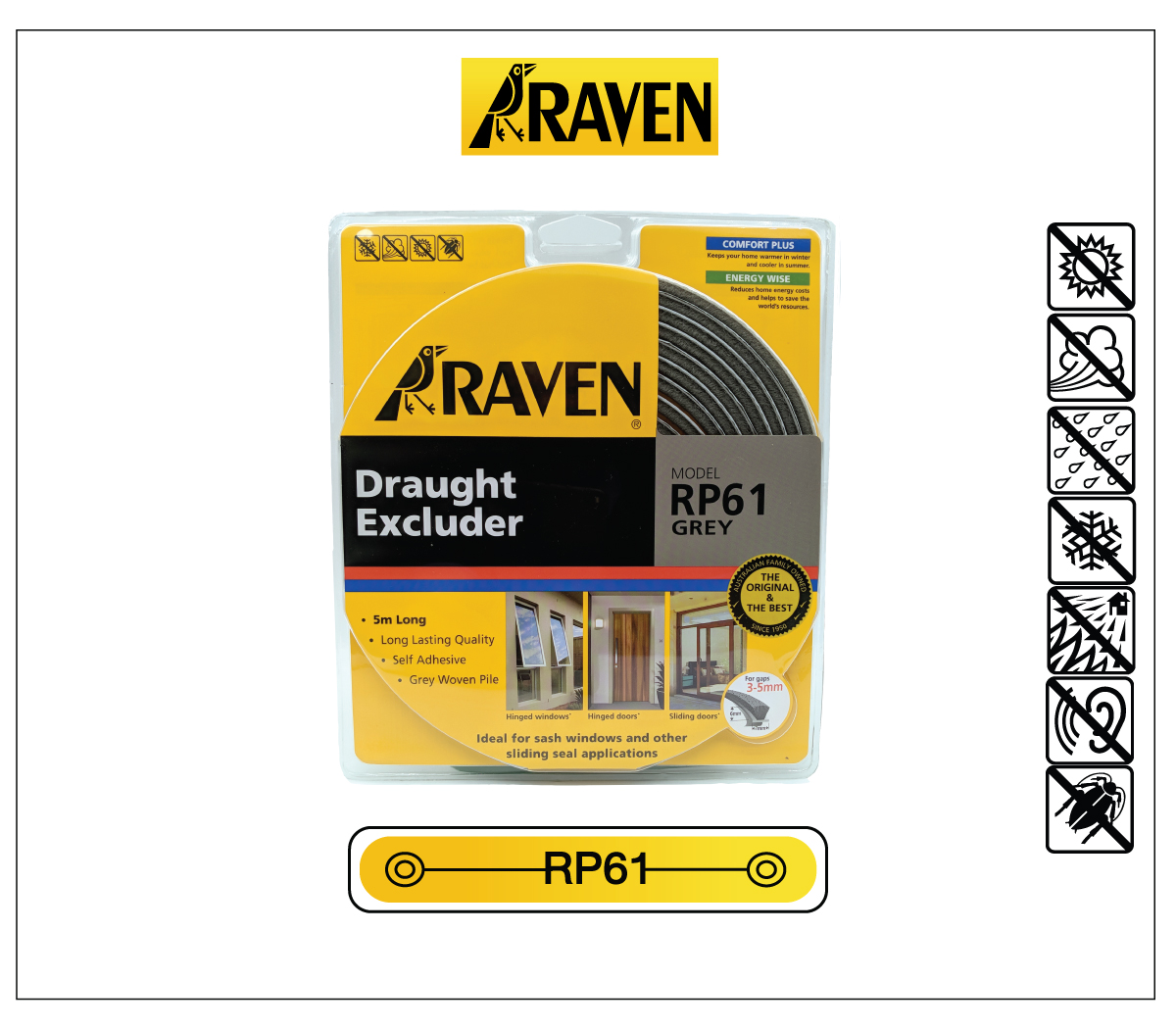 Raven (ราเวน) RP61 ขอบคิ้วกันฝุ่นแมลงขอบประตู หน้าต่าง - ไตตันโค ...