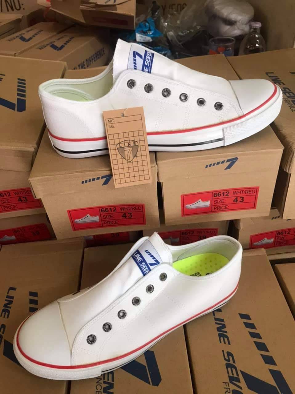 New!!รองเท้าผ้าใบ LINE SEVEN สีขาวผูกเชือก มีไซต์ ชายและหญิง ตั้งแต่ 36 ...
