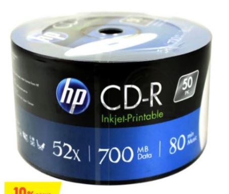 HP CD-R (10/50/PACK) แผ่น CD-R +หน้าPrintable สำหรับบันทึกข้อมูล /ราคา ...