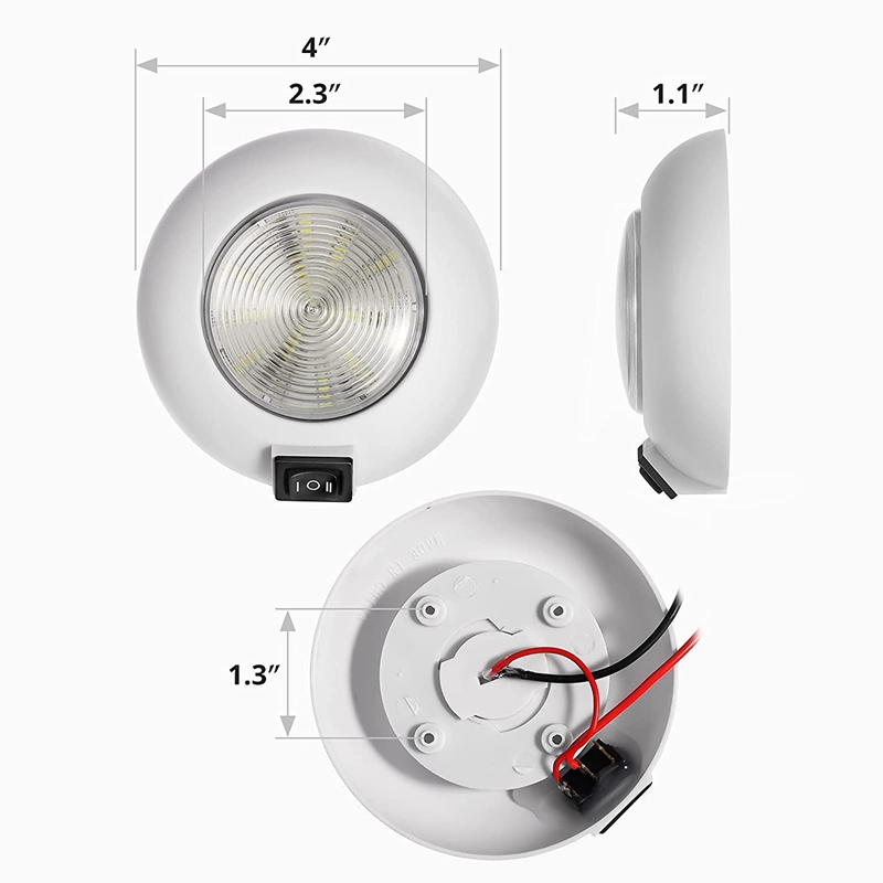 4PCS RV Round LED Dome Lights, 4 Inch Interior Roof Ceiling Awning Led ...