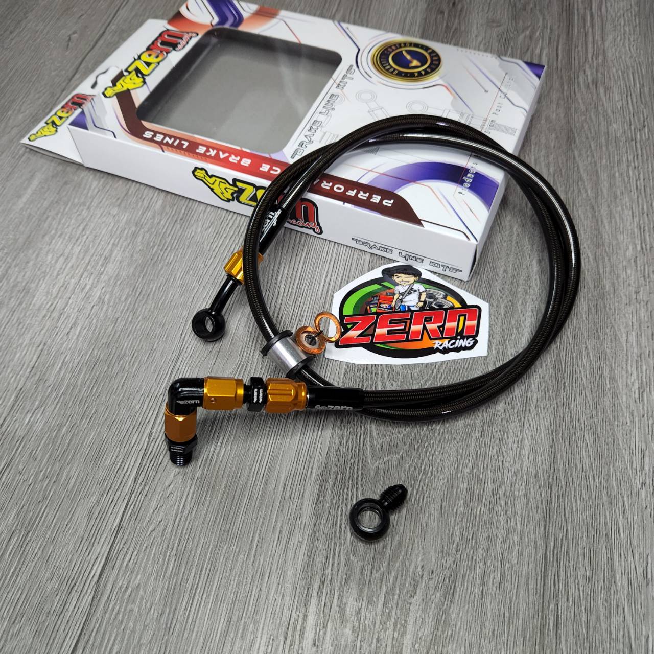 สายเบรคหน้า ZERN สีทองตัดดำ แบบหัวฟันเฟือง หัว90 ยาว36 แถมฟรี หัวบิ๊กกะโล่ ใส่เวฟได้ทุกรุ่น ใส่ ...