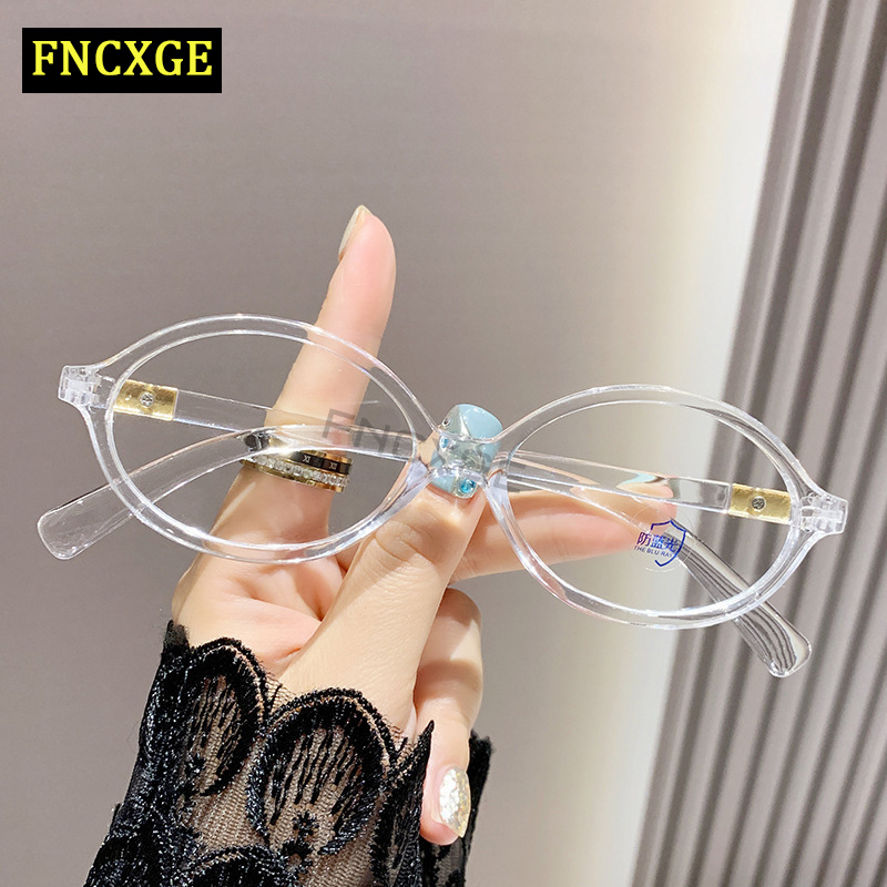 FNCXGE แว่นตาสายตาสั้น 0.0 ถึง -4.0 ผู้ชาย แฟชั่น สไตล์วินเทจ กรองแสงคอม ป้องกันรังสี ผู้หญิง ...