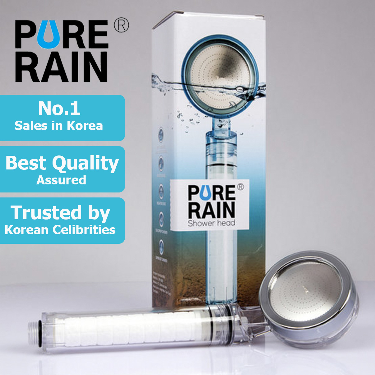 Pure Rain Shower Head รุ่น PR-9000 White ฝักบัวขายดีอันดับ 1 ในเกาหลี ...