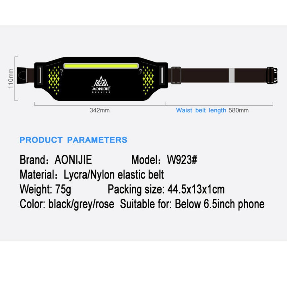 กระเป่าคาดเอววิ่ง AONIJIE W923 กระเป๋าคาดเอววิ่งแบบบาง น้ำหนักเบามาก เนื้อผ้ากันน้ำ ไม่เด้ง ใส่ ...