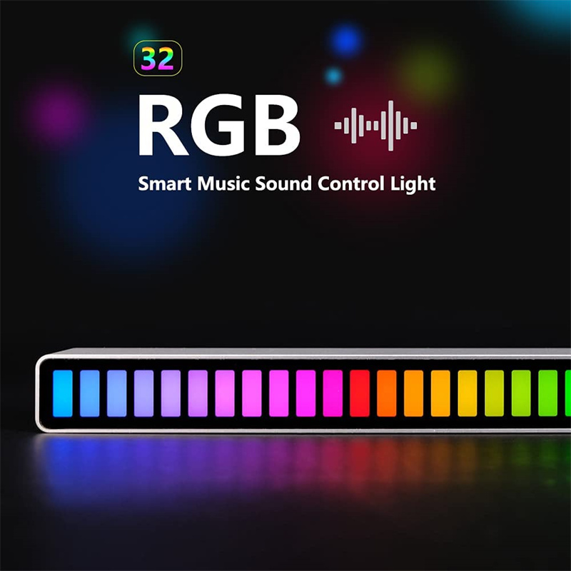 RGB LED Light Bar Music Level Lights Rhythm Led Night Lights 32 LED ...