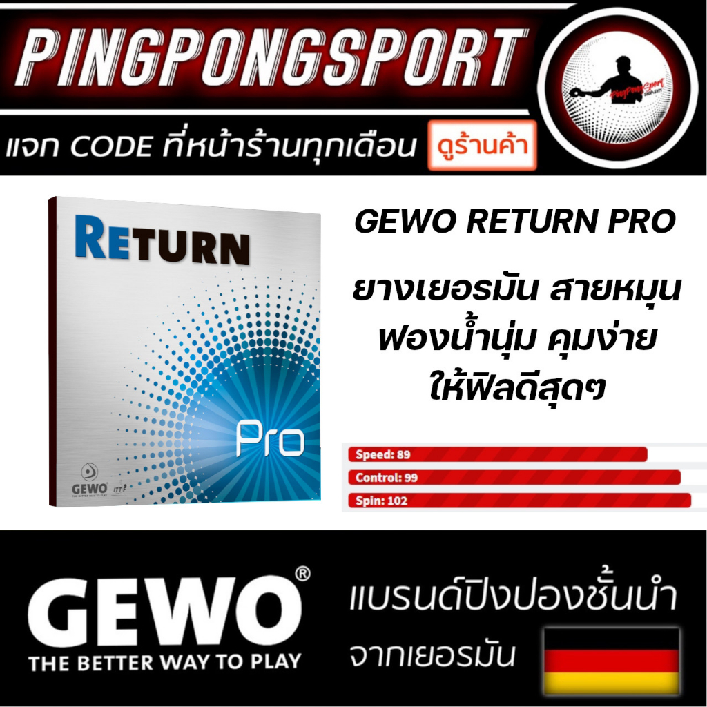 ไม้ปิงปอง Sanwei CC ยางปิงปอง เยอรมัน Gewo Nexxus EL XT ยางจีน ฟิลยุโรป ยางเยอรมัน Gewo Return ...