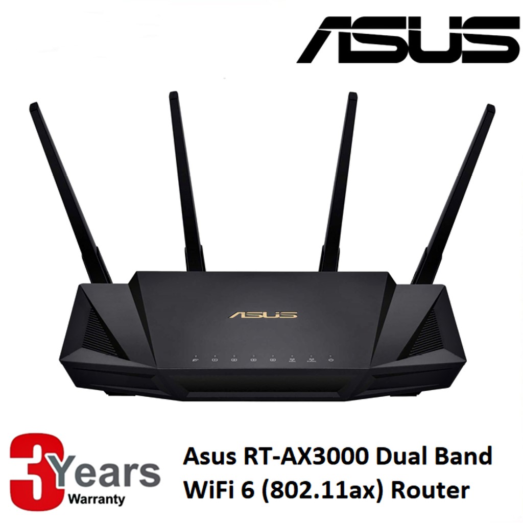 ASUS RT-AX3000 Dual Band WiFi 6 (802.11ax) Router supporting MU-MIMO ...