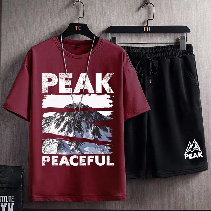 M-8XL 2022 ใหม่แฟชั่นการพิมพ์กางเกงขาสั้นลำลองสำหรับผู้ชายเสื้อยืด + กางเกงขาสั้นชุดสองชิ้นชุดเซ ...