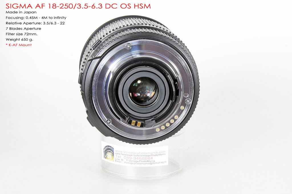 Sigma AF 18-250/3.5-6.3 DC OS *K-AF Mount - VintagePhotoMania - ThaiPick
