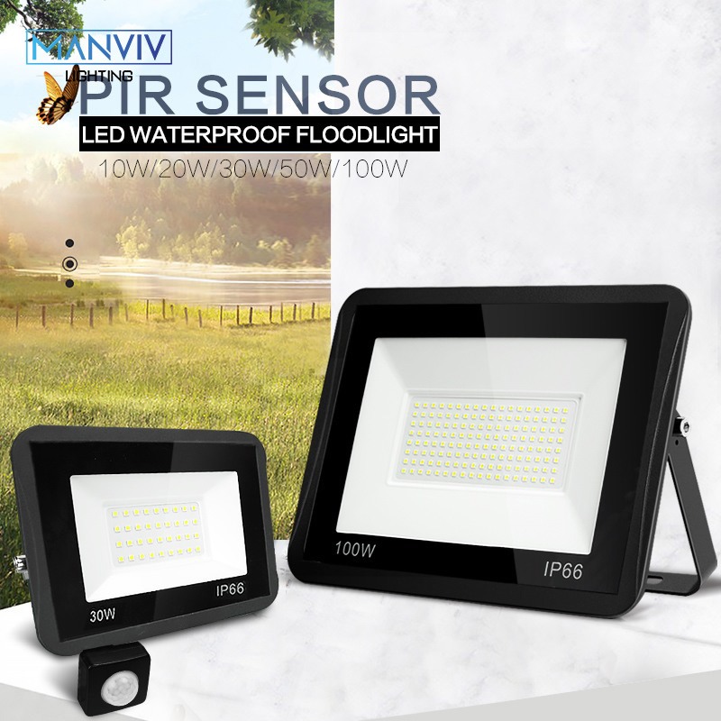 PIR Motion Sensor LED FloodLight 10W 20W 30W 50W 100W Waterproof IP66 ...