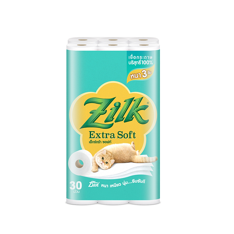 ♦????ลดราคาพิเศษ!! ️ [2 แพ็ค][2 Pack] Zilk Extra Soft Toilet Tissue 3 ply 30 roll total 60 roll ...