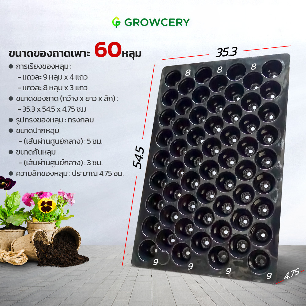 [G.] ถาดเพาะกล้า ถาดหลุม ถาดเพาะ ถาดเพาะเมล็ด จำนวน 60 หลุม (หนา 0.7 มม.)**สั่งขั้นต่ำ 2 ชิ้น ...