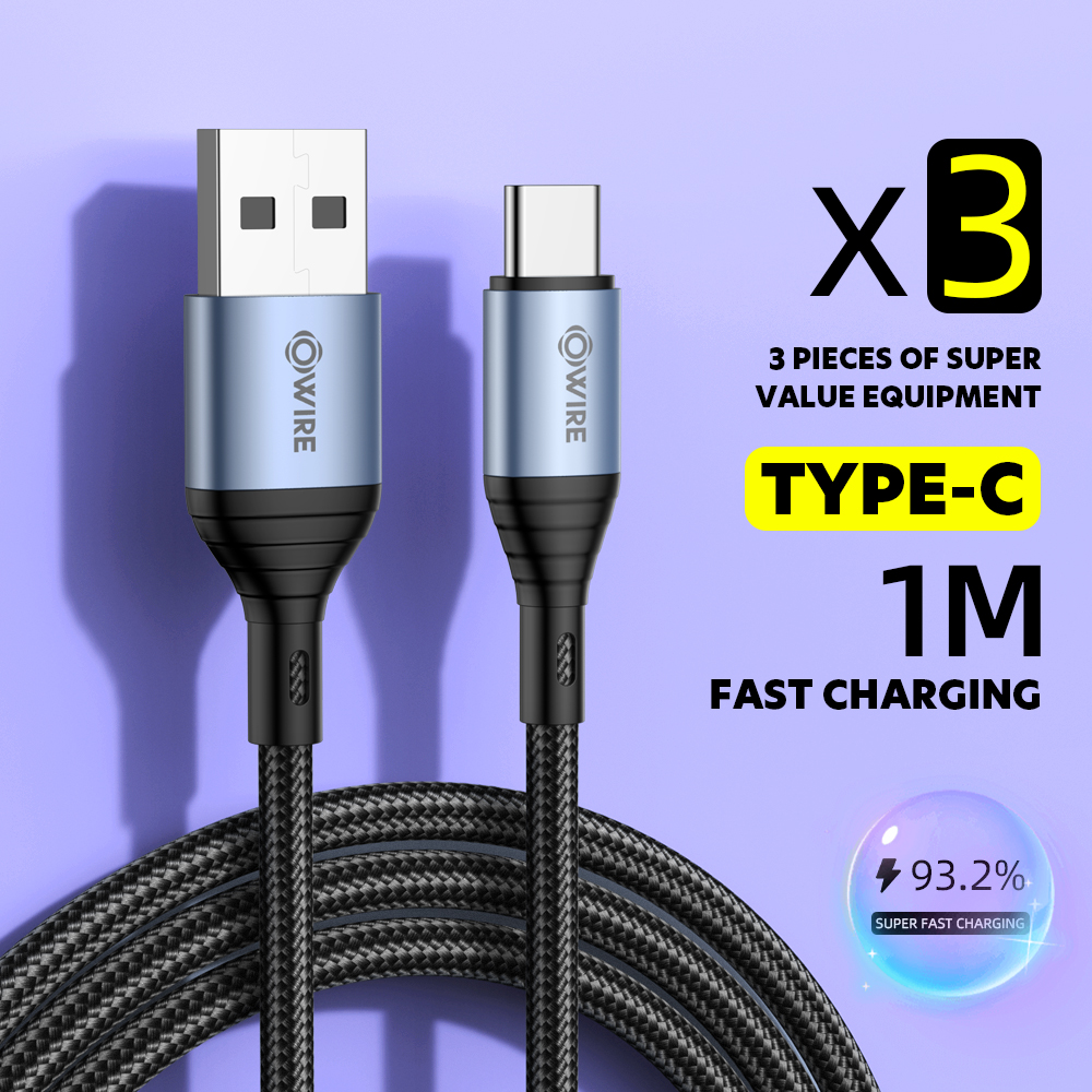 【3-piece-pack】สายชาร์จ Micro/Lightning/Type C Cable อย่างรวดเร็ว Fast ...