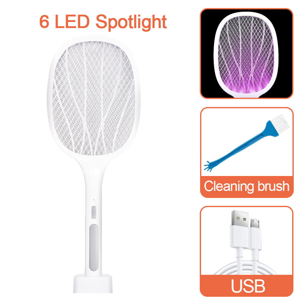 3000V Electric Flies Swatter Killer with UV Light USB Rechargeable LED ...
